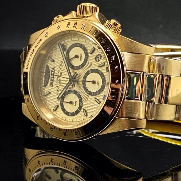Invicta | Accessories | New Invicta Speedway 4mm Gold Dial Chronograph ...